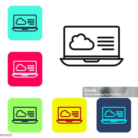 흰색 배경에 격리 된 검은 줄 날씨 예보 아이콘 색상 정사각형 단추로 아이콘을 설정합니다 벡터 검은색에 대한 스톡 벡터 아트 및 기타 이미지 Istock