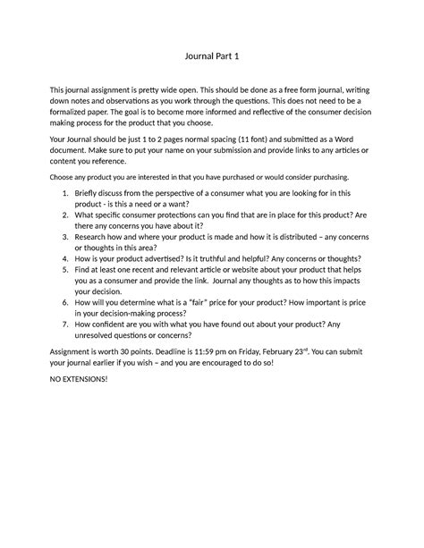 Journal Part 1 Assignment Journal Part 1 This Journal Assignment Is