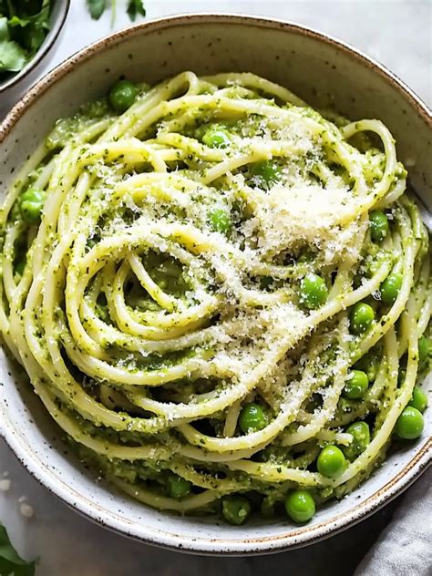 Irresistible Nettle Pesto Bucatini With Spring Peas And Parmesan