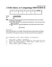 Midterm 2 Solutions Fall 2004 Doc December 23 2004 CS201 Intro To