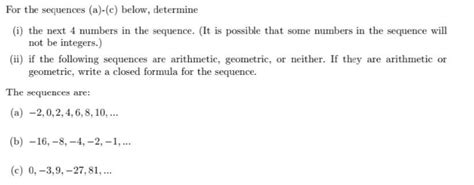 Solved For The Sequences A E Below Determine I The Chegg Com
