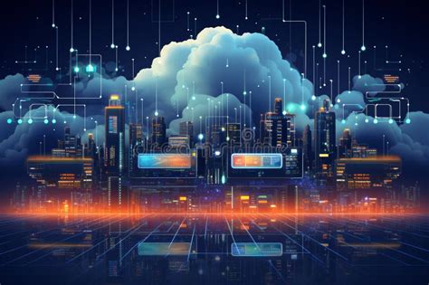 Smart City With Cloud Computing Technology Concept Stock Illustration