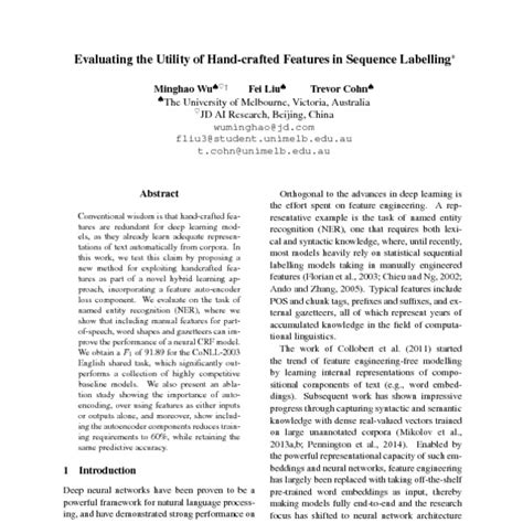 Evaluating The Utility Of Hand Crafted Features In Sequence Labelling Acl Anthology