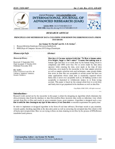 Pdf Principles And Methods Of Data Cleansing For Removing Erroneous