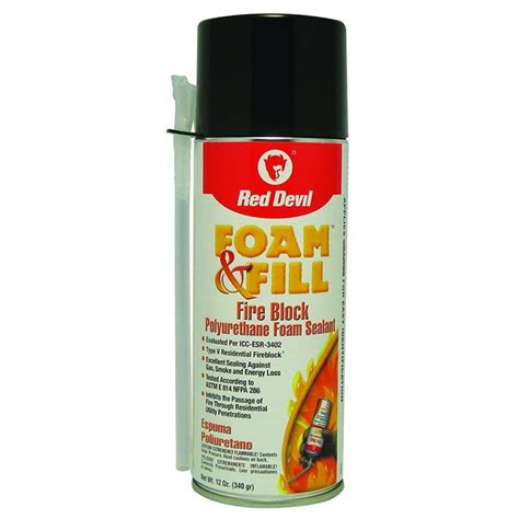 Red Devil 091512 Foam And Fill Fire Block Expanding Polyurethane Foam Sealant 12 Oz Orange 12