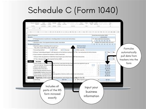Schedule C Form Bookkeeping Spreadsheet For Excel And Google Sheets Accounting