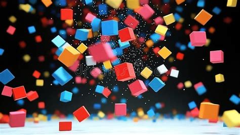 Colorful Cubes Floating In Mid Air Creating A Dynamic And Playful