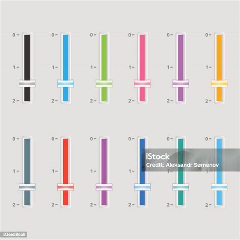다채로운 가로 및 세로 슬라이더입니다 Ui 슬라이더 설정합니다 다 색 현대 Ui 요소입니다 벡터입니다 그래픽 사용자 인터페이스에