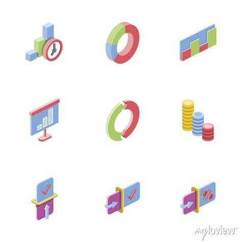 Charts Infographics Diagrams Vector 3d Isometric Color Icon Posters For The Wall • Posters