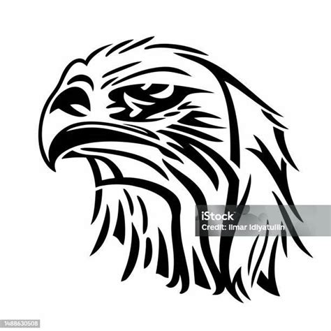 독수리 머리 독수리 심볼 디자인 벡터 그림 엠블럼입니다 흰색으로 분리된 벡터 그림입니다 맹금류 머리의 양식화된 이미지 팔콘 머리 가공의 인물에 대한 스톡 벡터 아트 및 기타