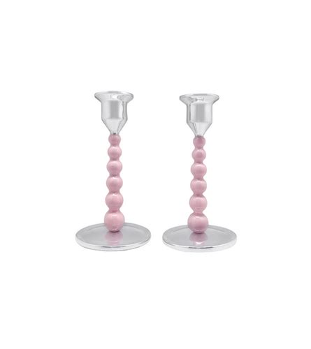 Pearled Pink Small Candlestick Set Snappy Turtle