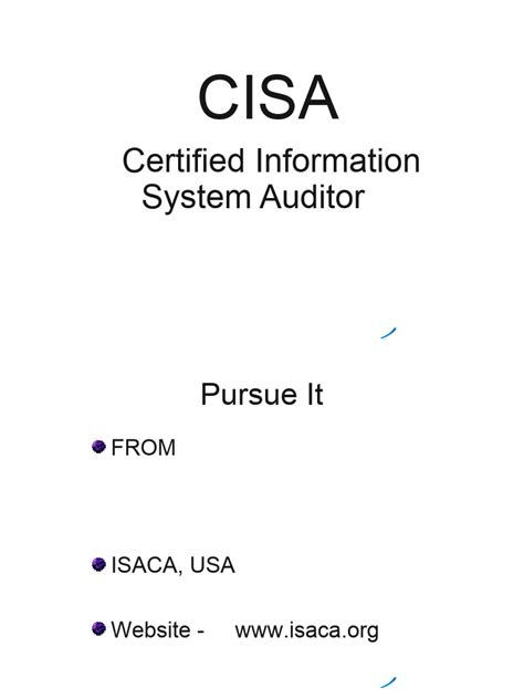 Introduction To Cisa Pdf Audit Certification