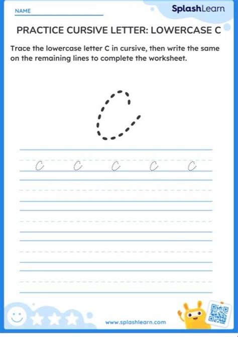 Practice Cursive Letter Lowercase C Worksheet