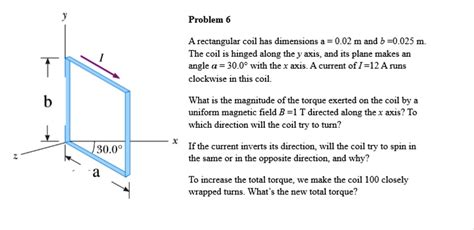 Solved Problem 6 Arectangular Coil Has Dimensions A 002 M And B 0