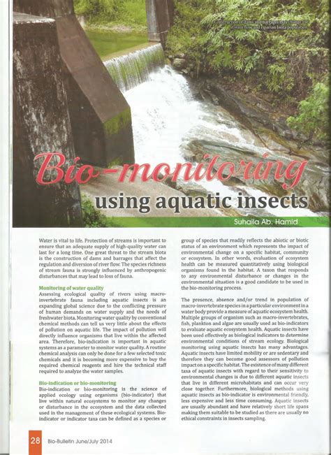 Pdf Biomonitoring Using Aquatic Insects
