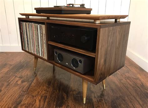 Home All Solid Walnut And White Oak Turntablestereo Console With