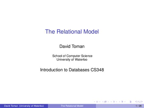 Relational Model Introduction To Database Management Lecture 14 Slides Computer Science Docsity