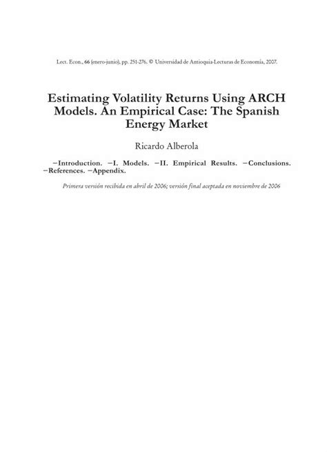 Pdf Estimating Volatility Returns Using Arch Models An Empirical Case Dokumen Tips