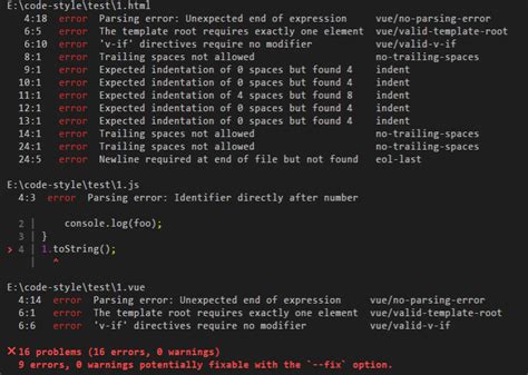 eslint plugin vue work on html files but does not work on vue files