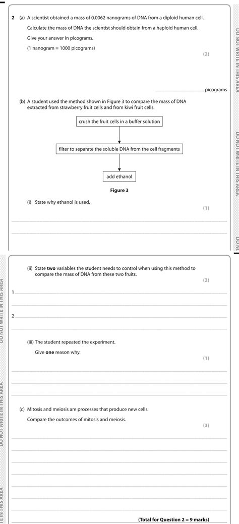 Gcse Edexcel Biology Meiosis Sexual Reproduction 2 A A Scientist Obtained A Ma