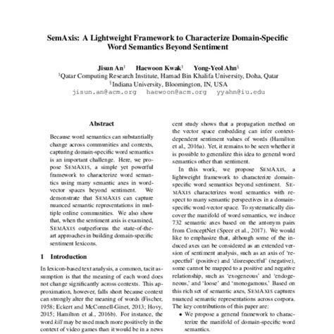 Semaxis A Lightweight Framework To Characterize Domain Specific Word Semantics Beyond Sentiment
