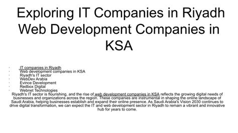 Ppt Exploring It Companies In Riyadh Web Development Companies In Ksa Powerpoint Presentation
