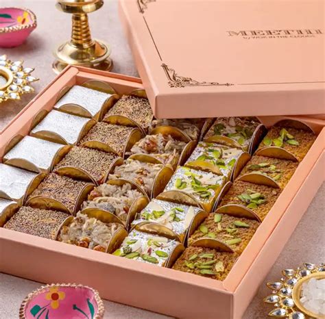 Shop Pink Assorted Mithai And Sweet Box Online In Delhi Gurugram And Ncr Meethi