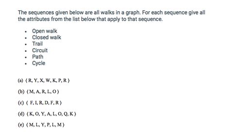 Solved The Sequences Given Below Are All Walks In A Graph Chegg