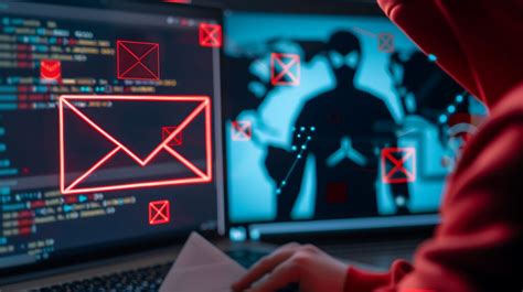 Computer Screen Displaying Suspicious Email Interface With Red Alert