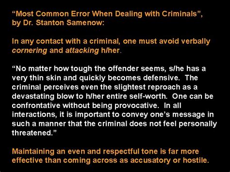 Power Orientation Criminal Thinking Presented By Mark D