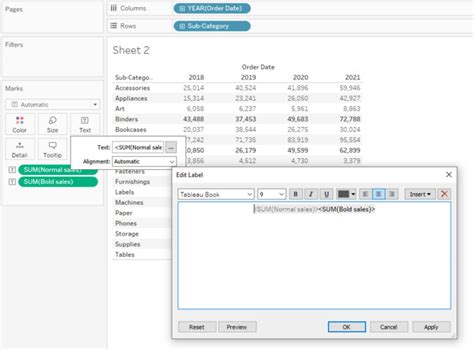 How Do I Shade And Bold Specific Selected Rows Only In Tableau Desktop