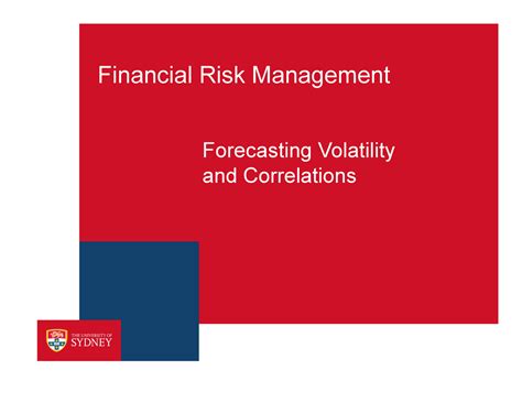Lecture 6 Forecasting Volatility Correlations FINC3020 USyd Studocu