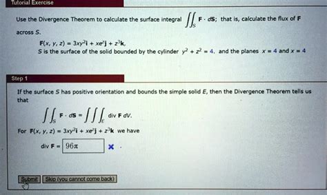 solved tutorial exercise use the divergence theorem to calculate the