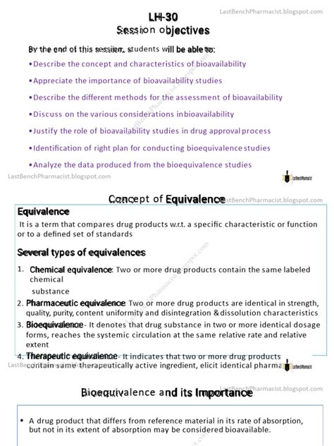 Bio Equivalence Pdf Bioavailability Health Sciences