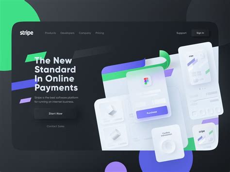 stripe landing page neomorphism by alexander plyuto