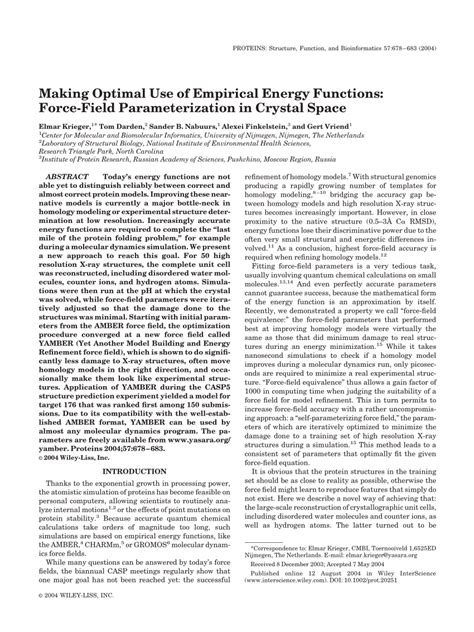 Pdf Making Optimal Use Of Empirical Energy Functions Force Field Parameterization In Crystal