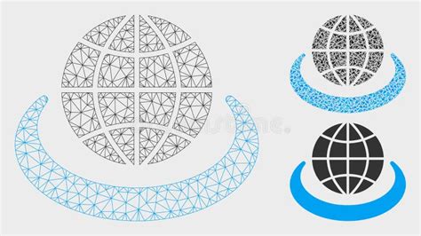 Global Network Vector Mesh Network Model And Triangle Mosaic Icon Stock