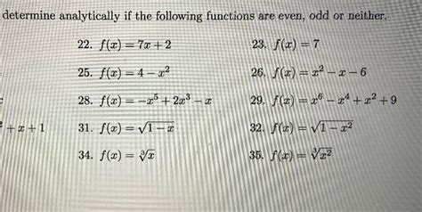 solved determine analytically if the following functions are