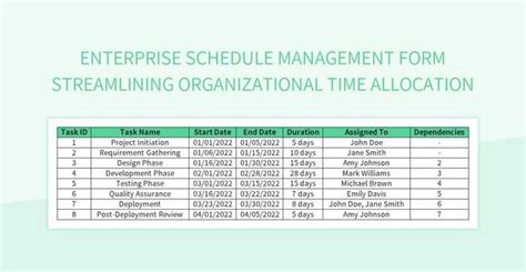 Enterprise Schedule Management Form Streamlining Organizational Time
