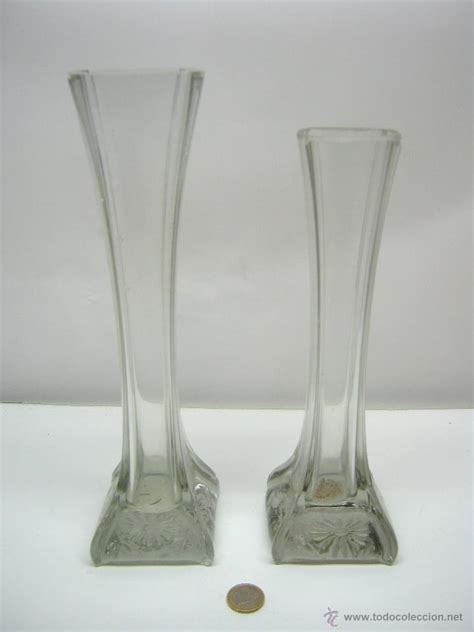 2 Antiguos Jarrones Floreros Altos De Cristal Comprar Objetos