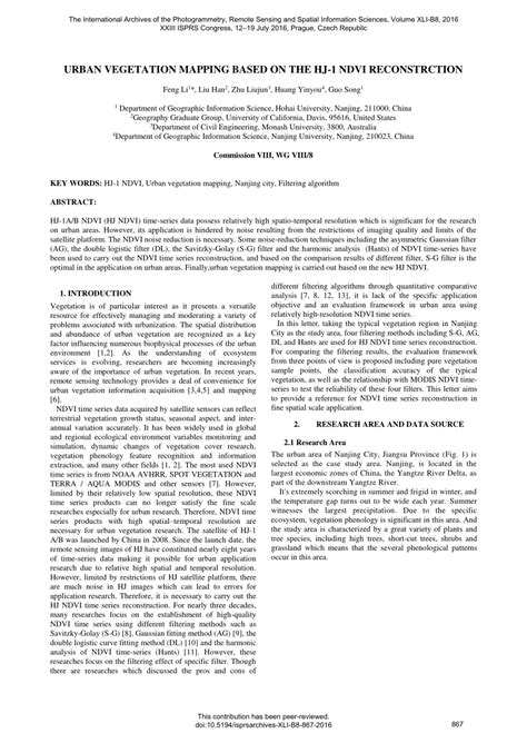 Pdf Urban Vegetation Mapping Based On The Hj 1 Ndvi Reconstrction