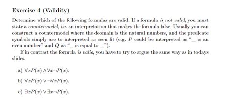 Exercise Validity Determine Which Of The Chegg