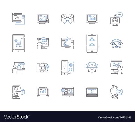 Gadjets And Computers Outline Icons Collection Vector Image