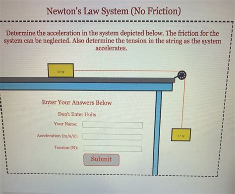 Solved Newton S Law System No Friction Determine The Chegg Com