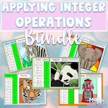 Applying Integer Operations Bundle By Math Unicorn TPT