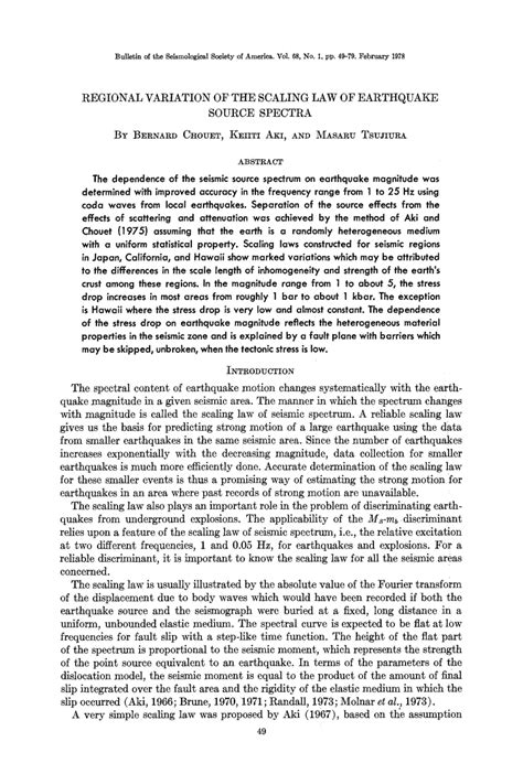 Pdf Regional Variation Of The Scaling Law Of Earthquake Source Spectra