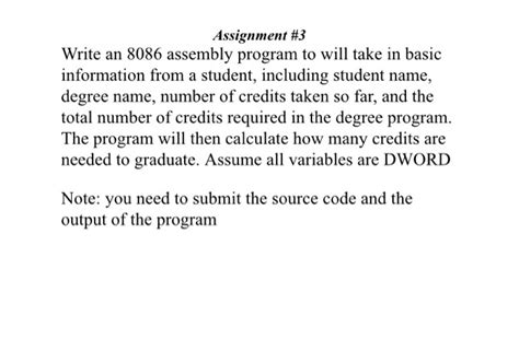 Assignment 3 Write An 8086 Assembly Program To Will