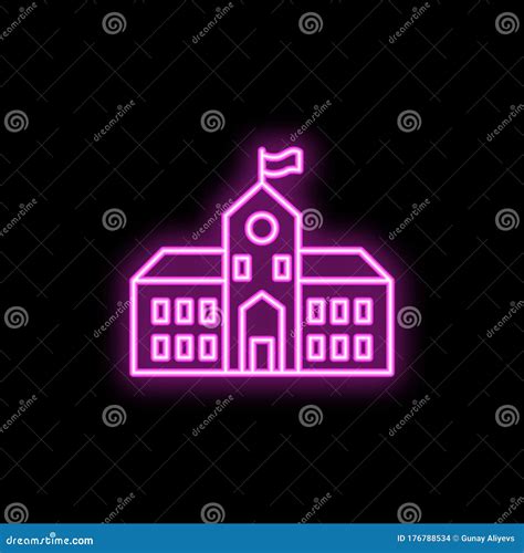 School Building Neon Icon Simple Thin Line Outline Vector Of School Icons For Ui And Ux
