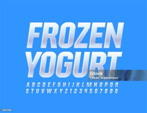 우아한 알파벳 편지와 숫자와 벡터 맛있는 엠블럼 냉동 요구르트 얼음에 대한 스톡 벡터 아트 및 기타 이미지 얼음 컴퓨터