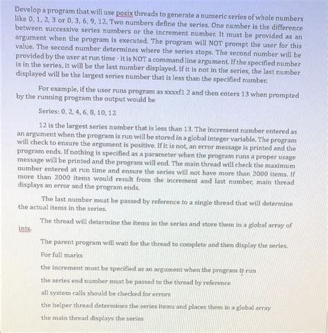 Solved Develop A Program That Will Use Posix Threads To